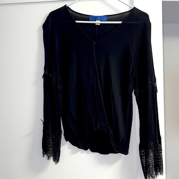 Blue Rain | Tops | Blue Rain Black Lace Top | Poshmark